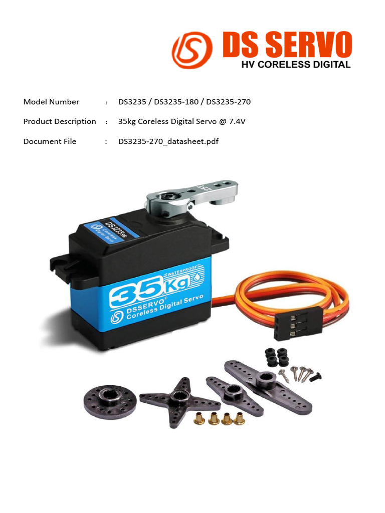 35kg Coreless Digital Servo Specs | PDF