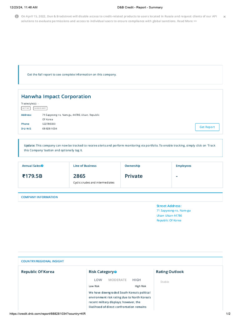 D&B Credit - Report - Summary | PDF