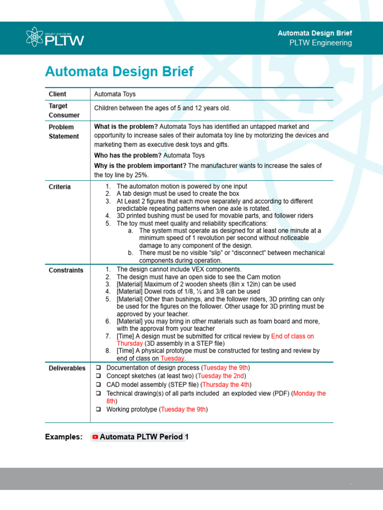 Automata Design Brief (1) | PDF | Engineering