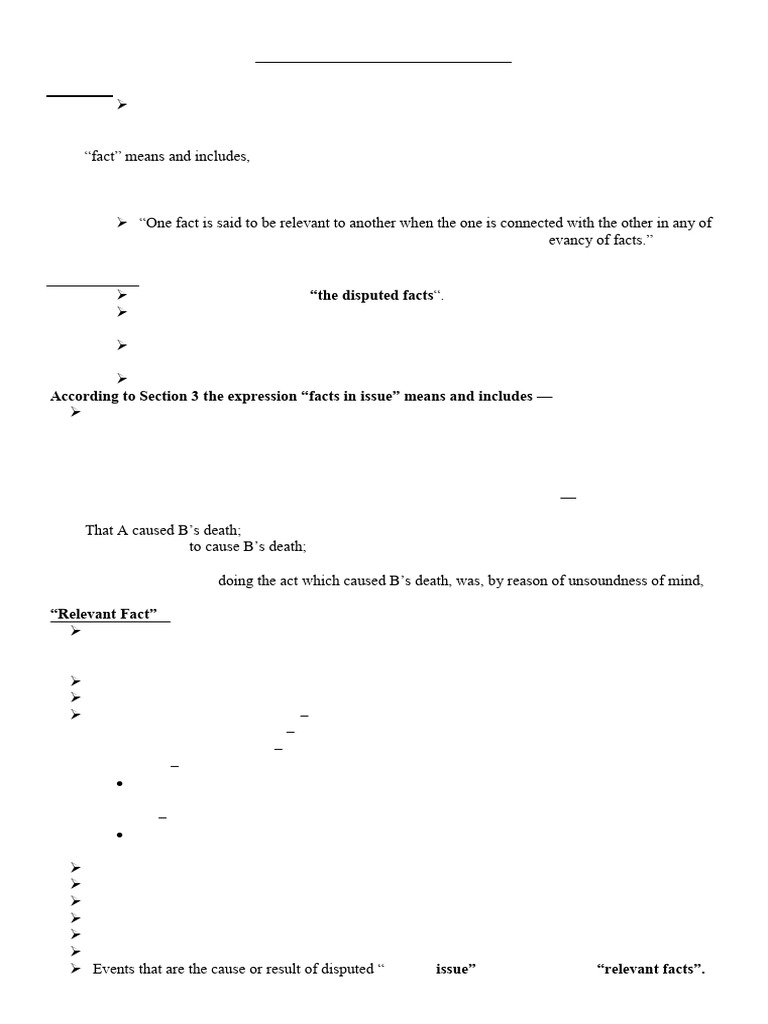 Facts in Issue and Relevant Facts | PDF | Evidence (Law) | Lawsuit
