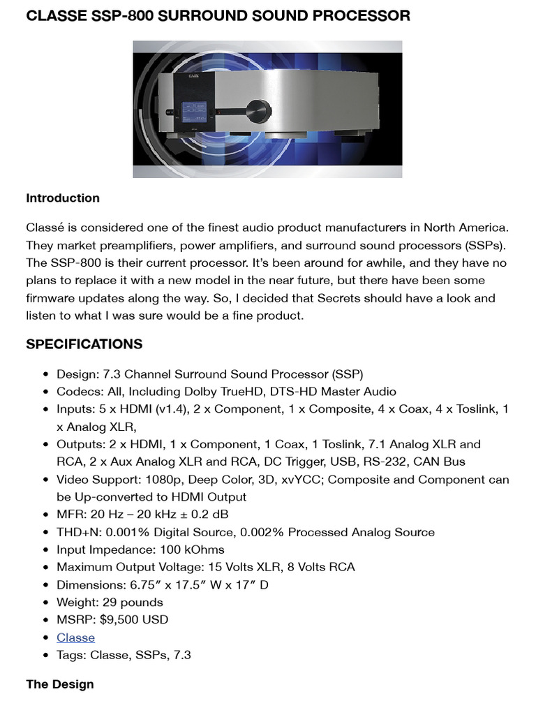 SSP 800 | PDF | Sampling (Signal Processing) | Equalization (Audio)