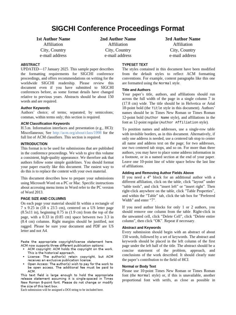 sigchi-conference-proceedings-format | PDF | Microsoft Word | Arial
