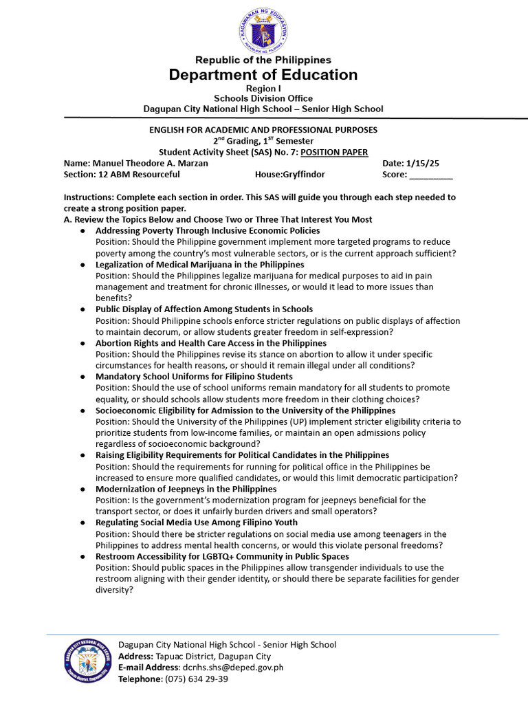 2nd Quarter EAPP SAS 7 | PDF | Abortion | Reproductive Rights