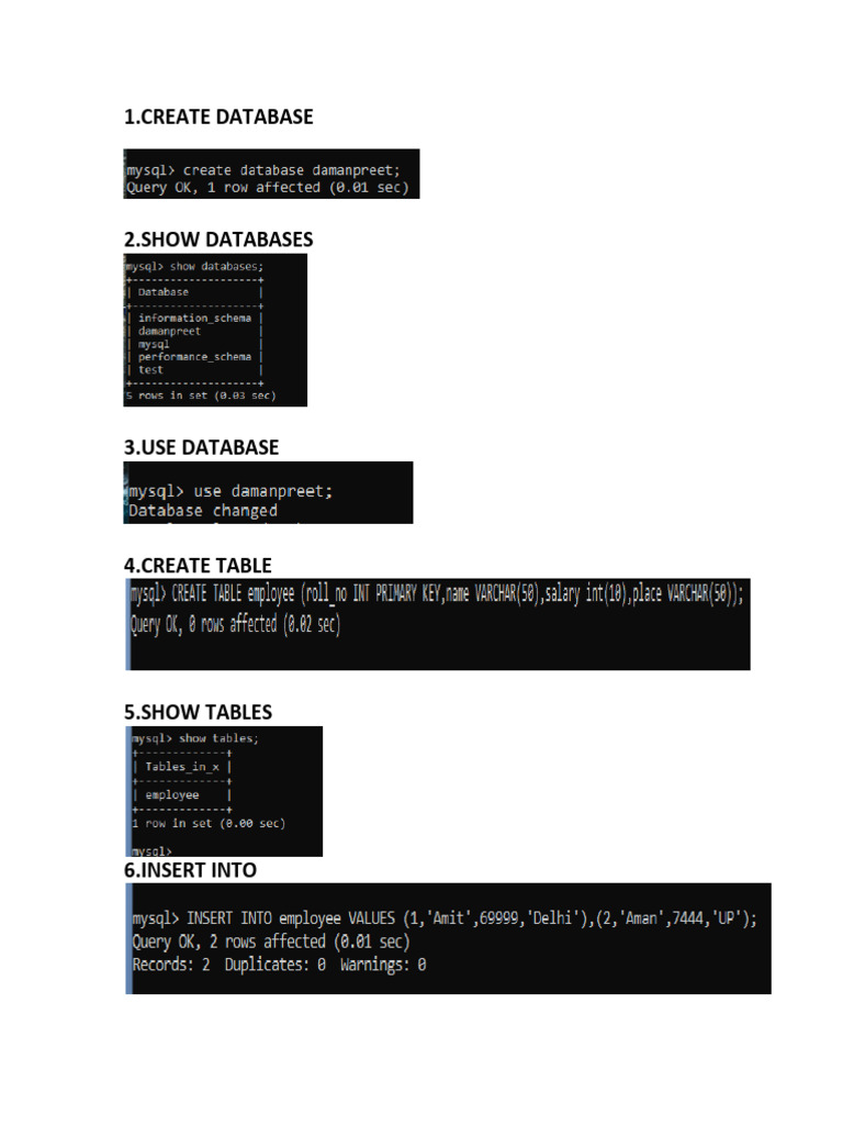 1.create Database | PDF