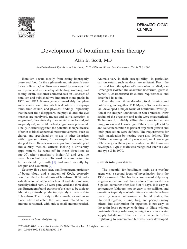 Development of Botox Therapy | PDF | Botulinum Toxin | Medical Specialties