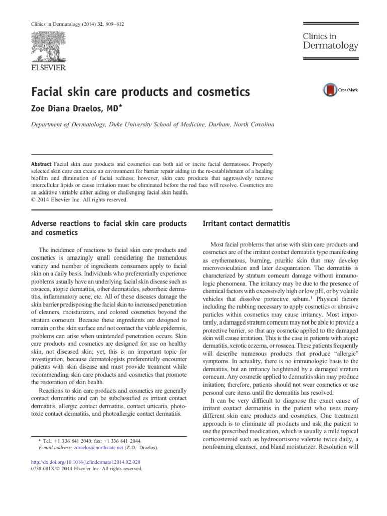 Facial Skin Care Products and Cosmetics | PDF | Dermatitis | Allergy