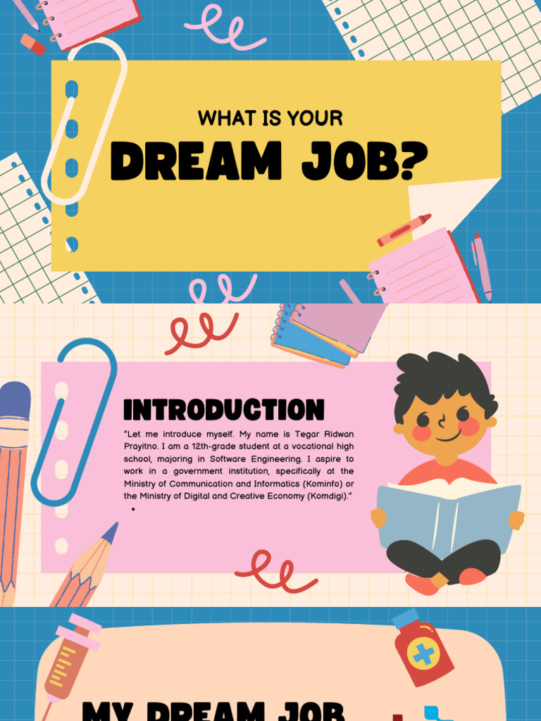 Blue and Yellow Illustrative Dream Job Presentation | PDF