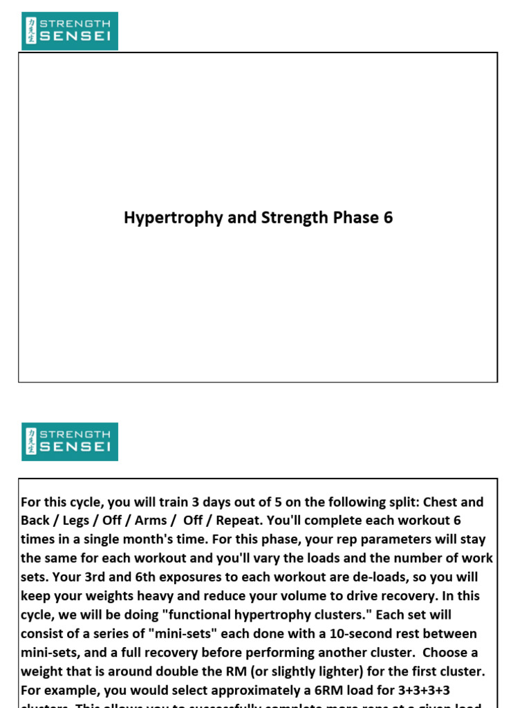 Hypertrophy and Strength Program Phase 6 Edited | PDF | Strength ...