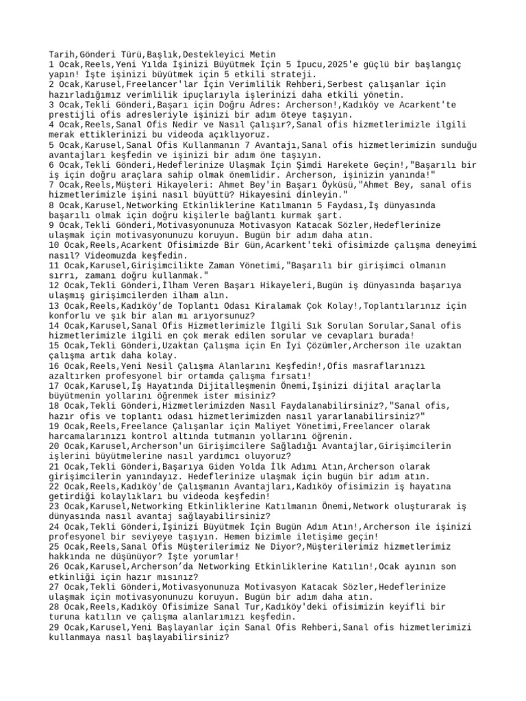 Archerson Social Media Calendar | PDF