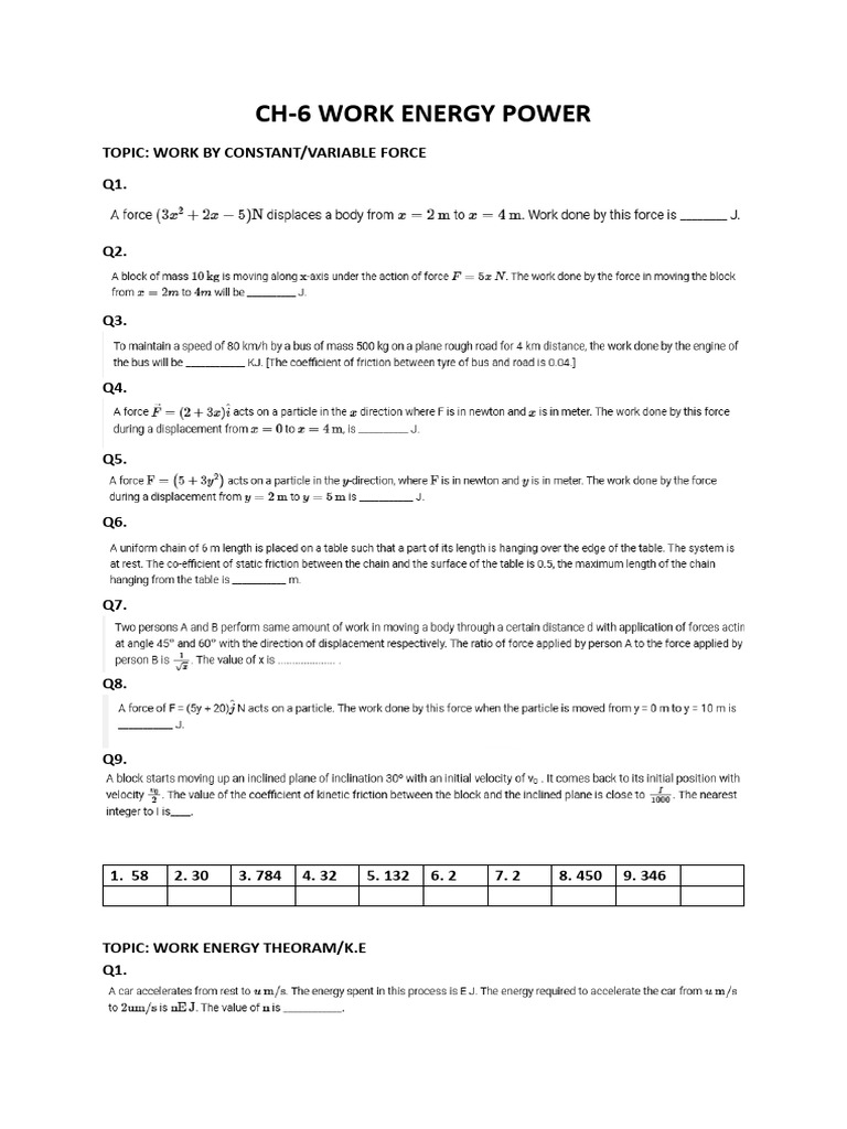 CH-6 Work Energy Power | PDF