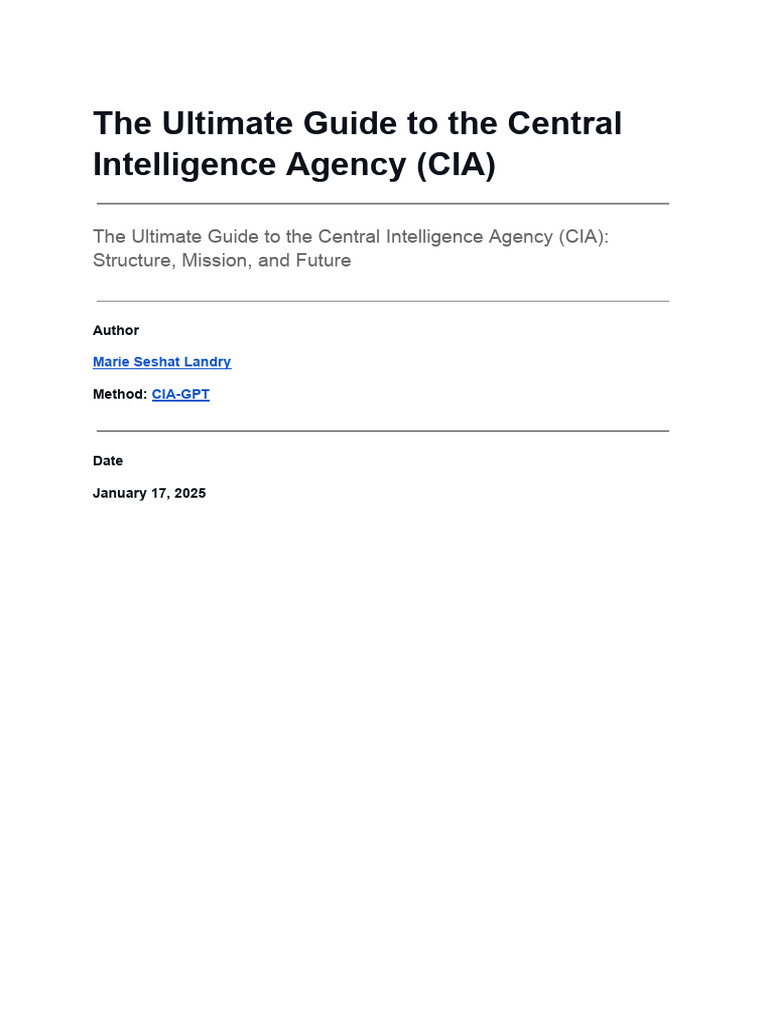 The Ultimate Guide To The Central Intelligence Agency (CIA) | PDF ...