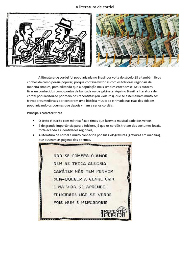 Literatura De Cordel Poesia Popular Brasileira Pdf