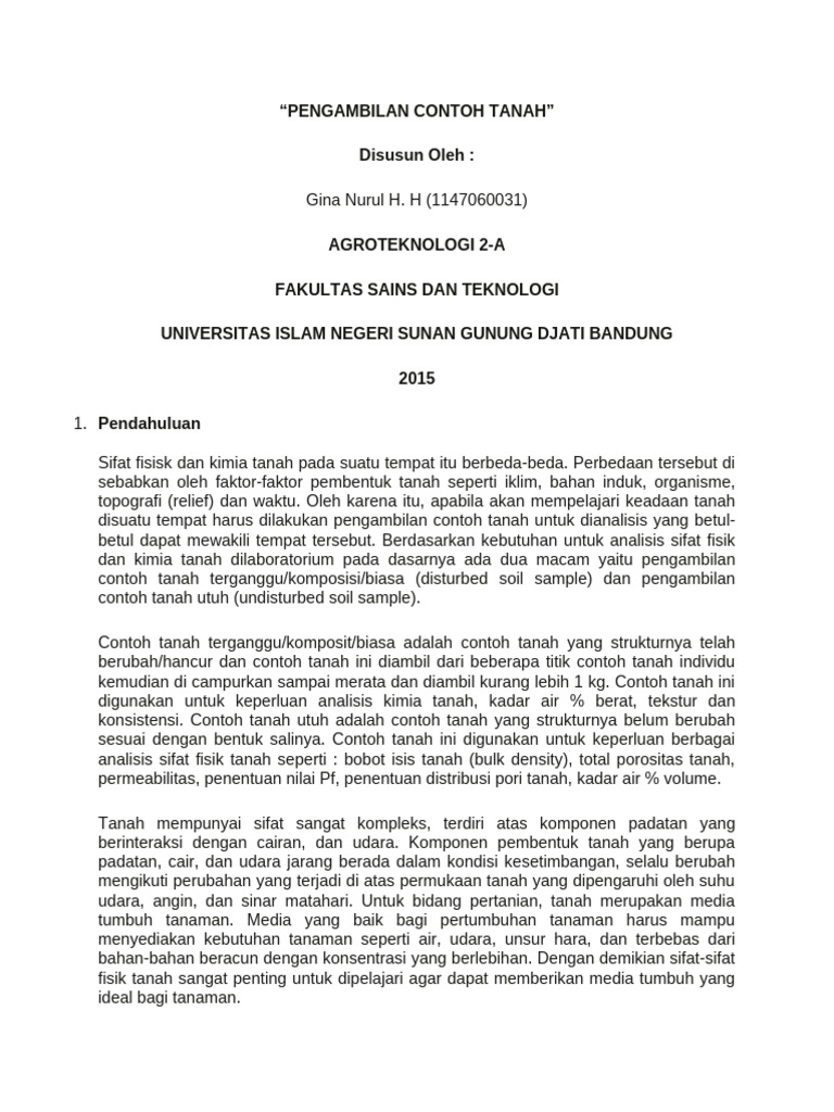 Teknik Pengambilan Contoh Tanah | PDF