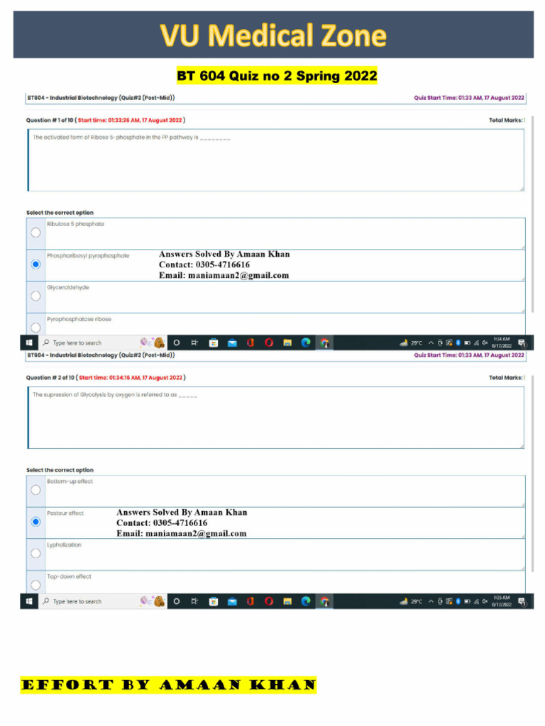 BT 604 Quiz No 2 Spring 2022 by Amaan Khan | PDF BT 604 Quiz No 2 Spring 2022 by Amaan Khan | PDF