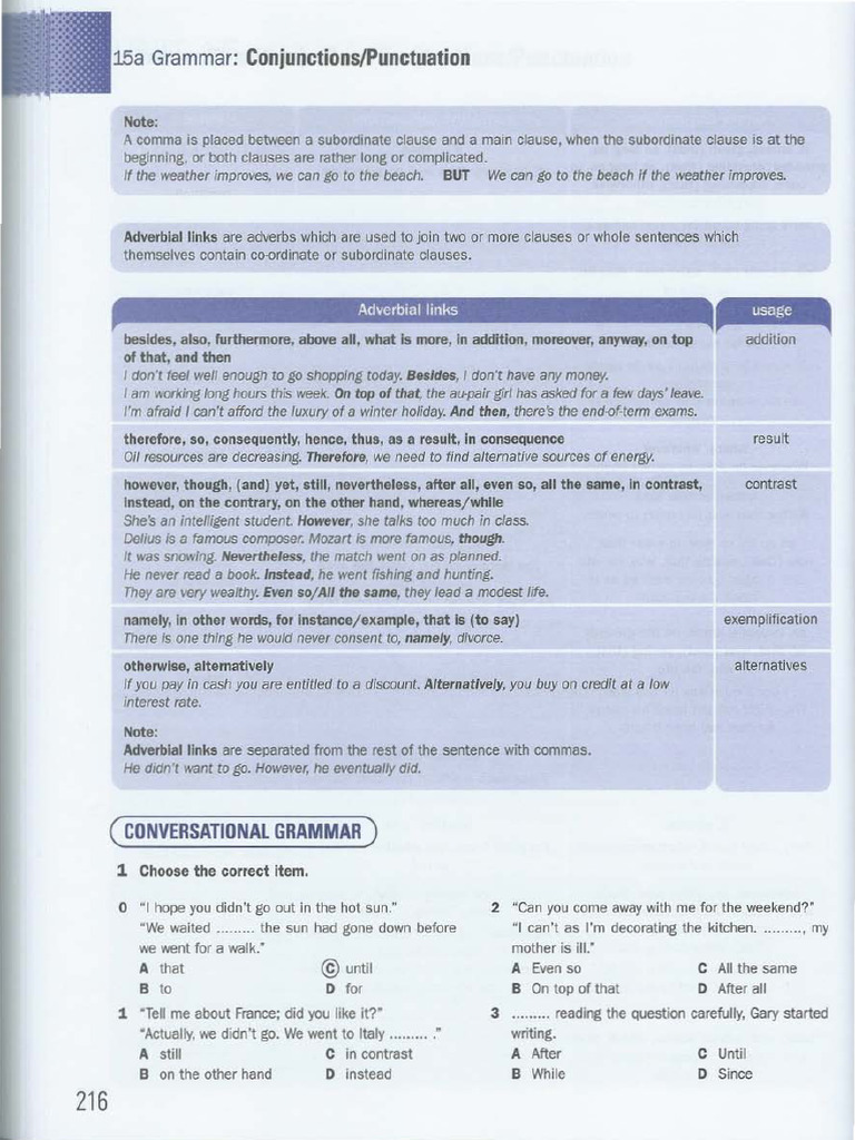connectors exercises | PDF | Syntax | Linguistic Typology