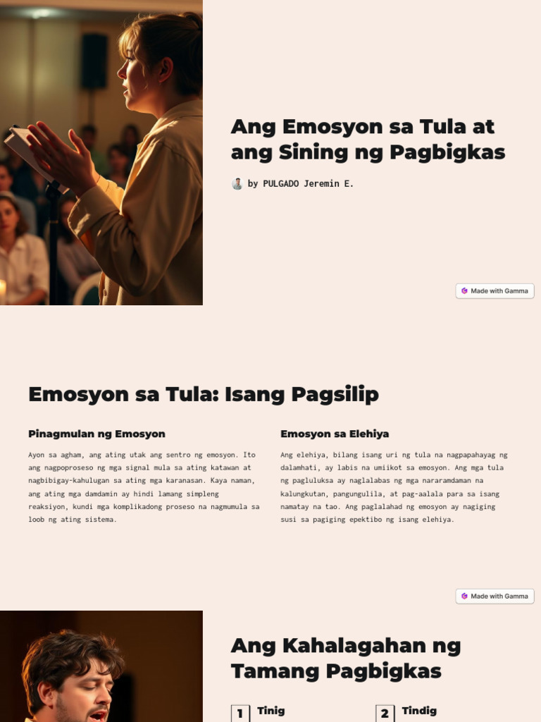 Ang Emosyon Sa Tula at Ang Sining NG Pagbigkas | PDF