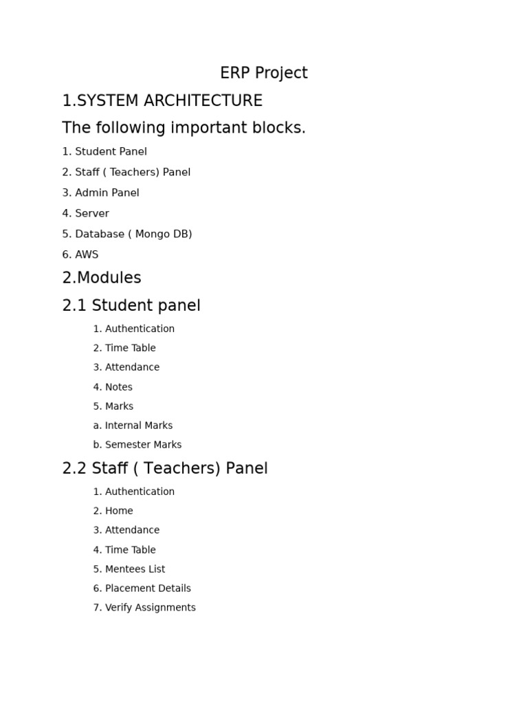 ERP System Architecture and Modules Guide | PDF
