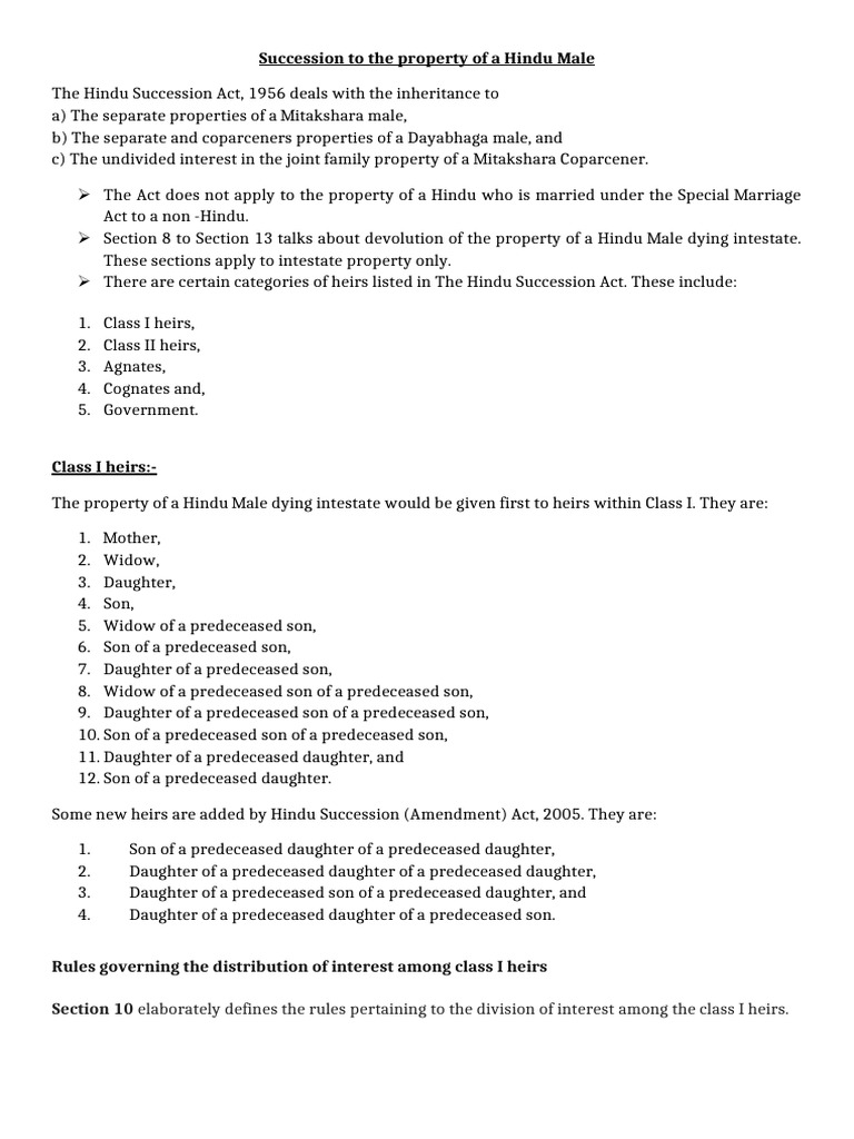 Hindu Male Property Succession Guide | PDF | Legal Documents | Common Law