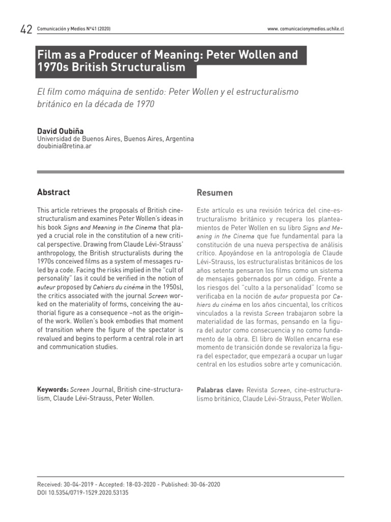 Wollen and British Cine-Structuralism | PDF | Theory | Truth
