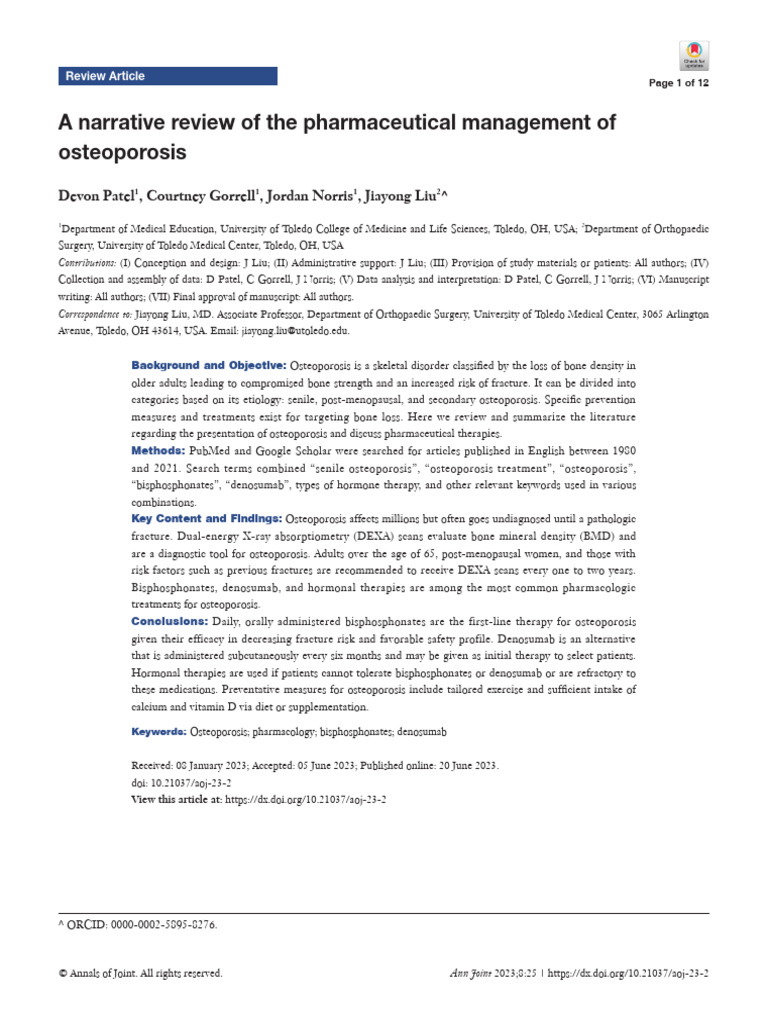 A Narrative Review of The Pharmaceutical | PDF | Osteoporosis | Bone