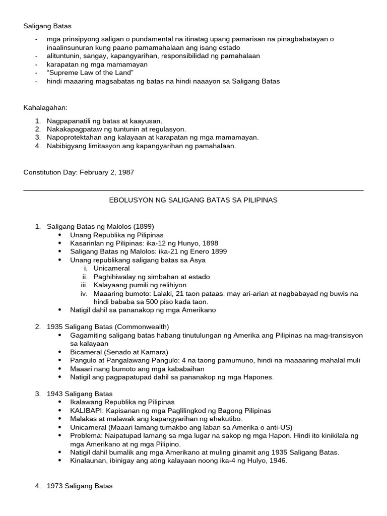 Aralin Saligang Batas 2 | PDF