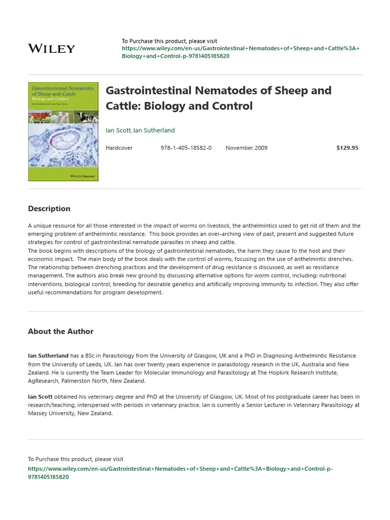 Gastrointestinal Nematodes of Sheep and Cattle - Biology and Control ...