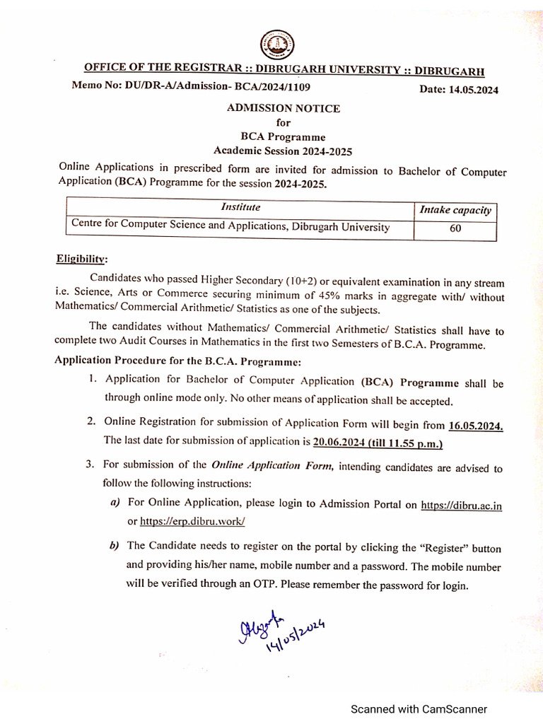 Admission-Notice-for-BCA-Programme-for-the-academic-session-2024-2025 | PDF