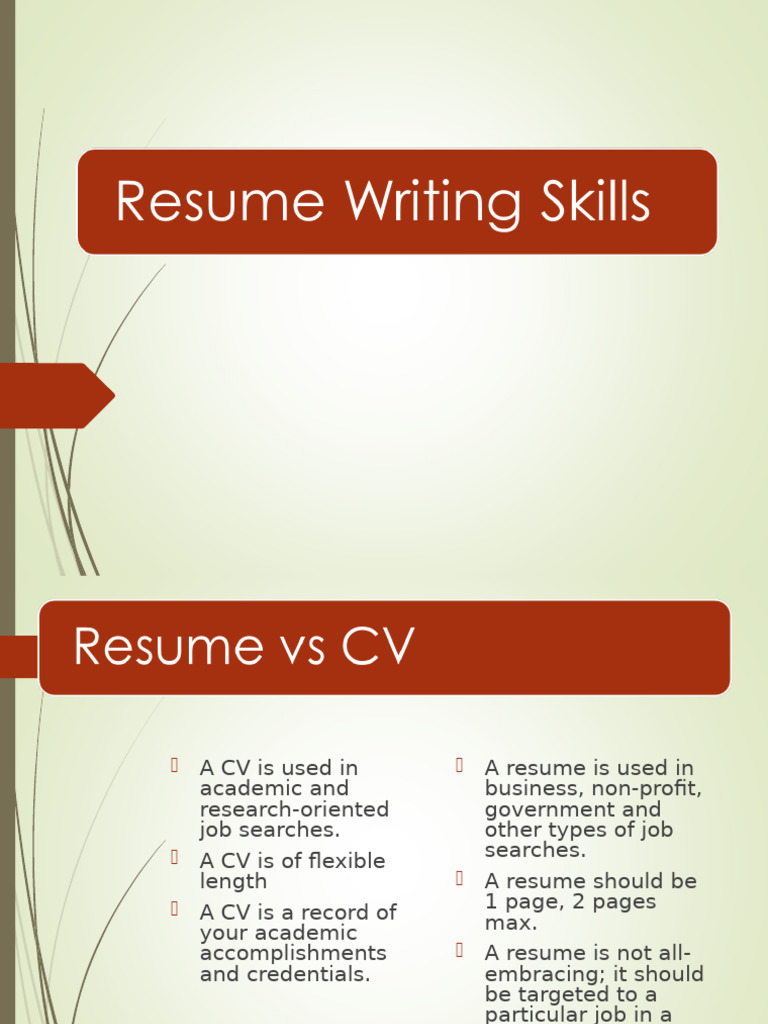 Resume Writing Skills | PDF | Résumé