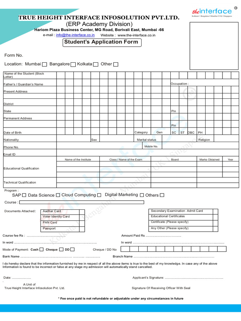 Admission Form - The Interface | PDF | Authentication | Access Control