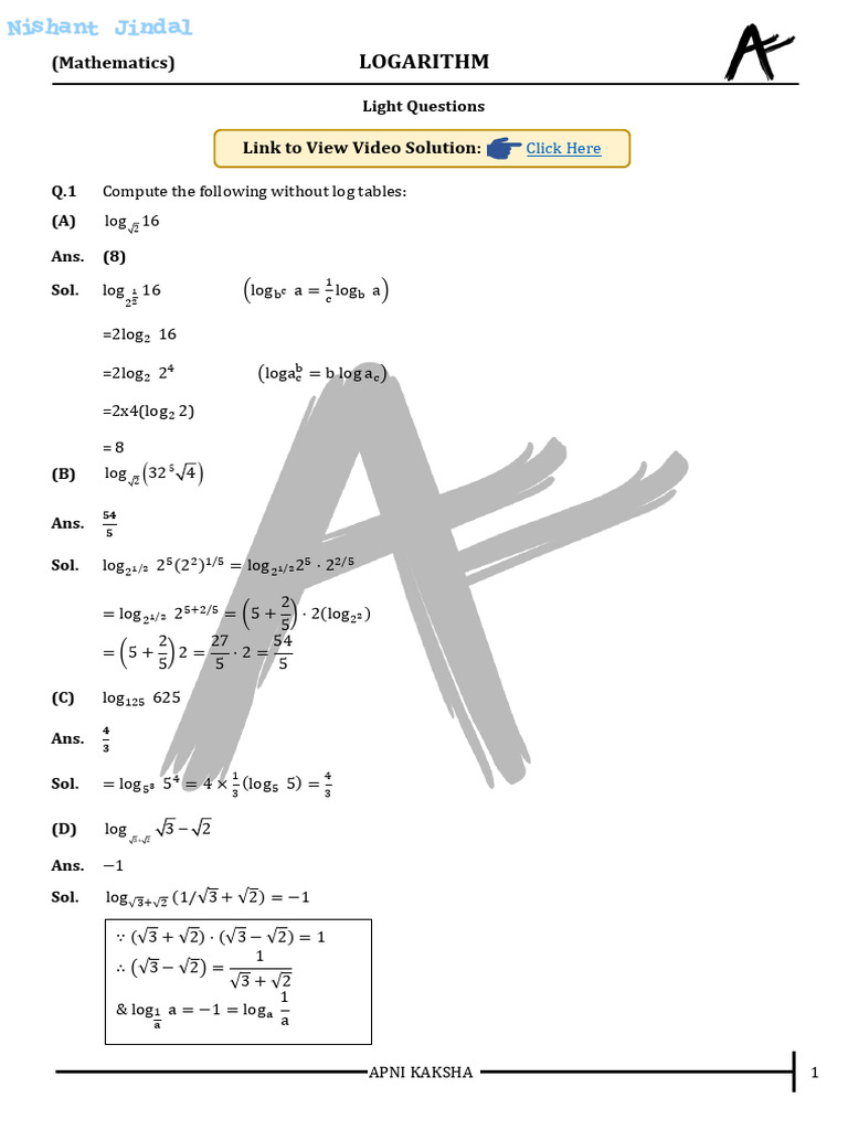 Practice Questions (Video Solution) (Light Questions) NJ - 247 | PDF ...