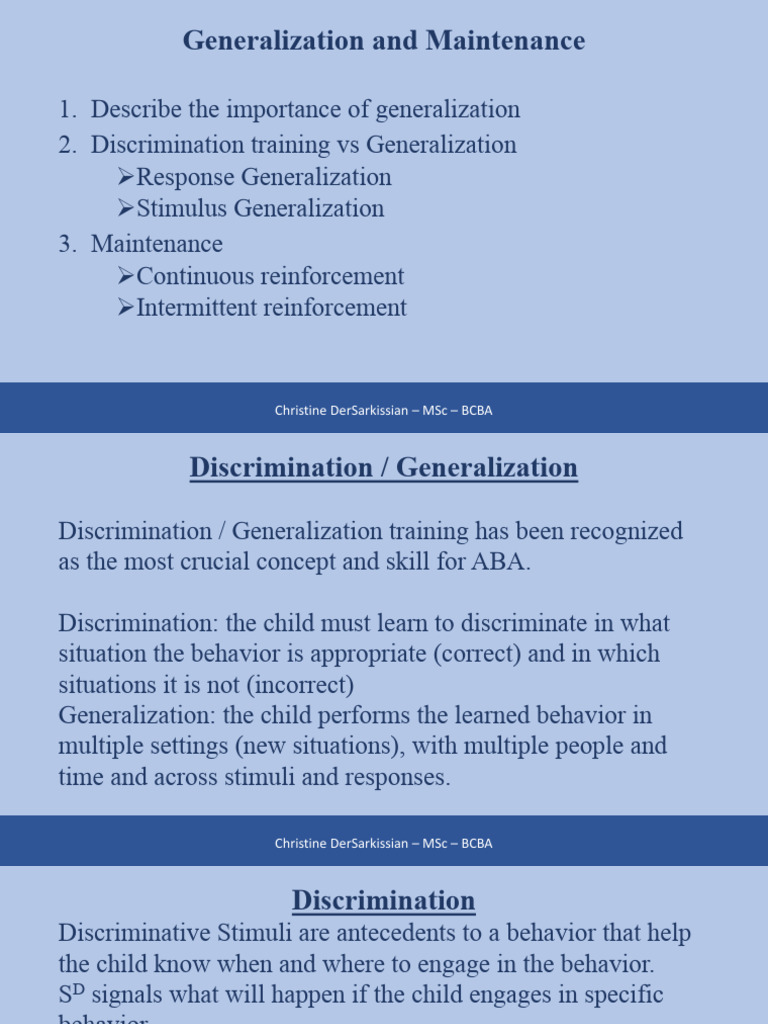 RBT 9 generalization and maintenance | PDF | Reinforcement | Cognitive ...