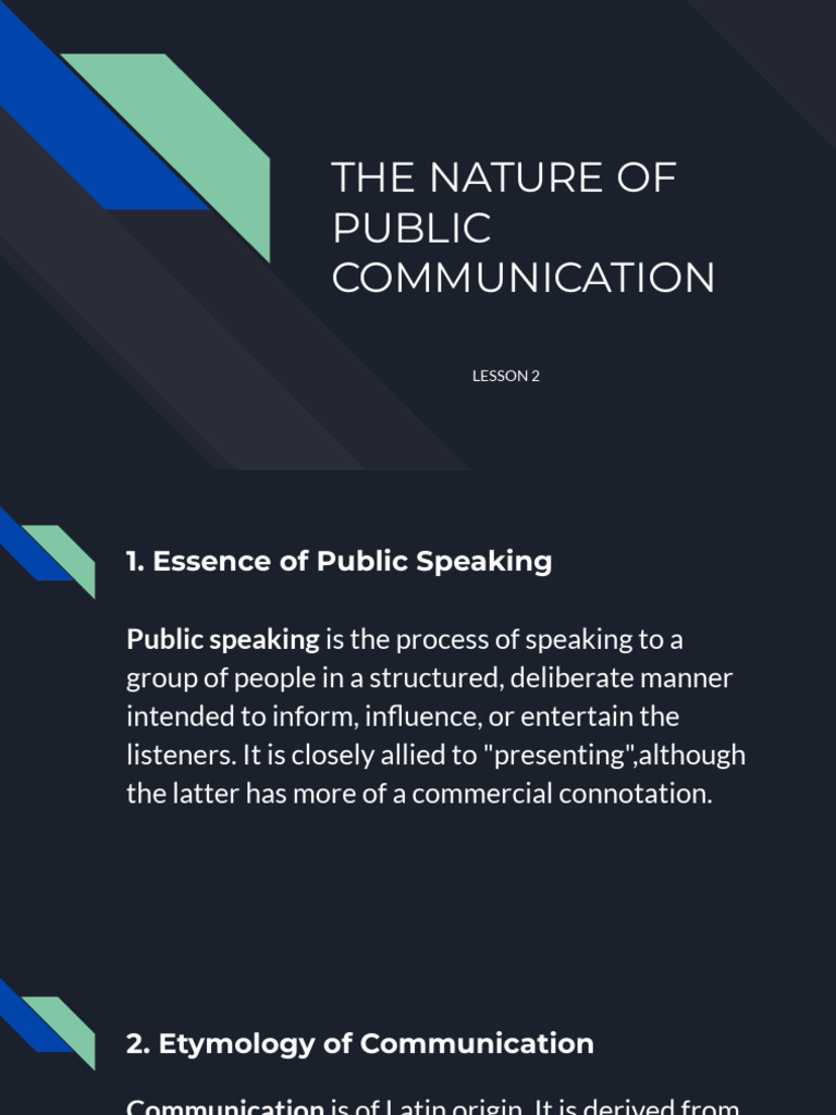 The Nature of Public Communication | PDF | Communication | Public Speaking
