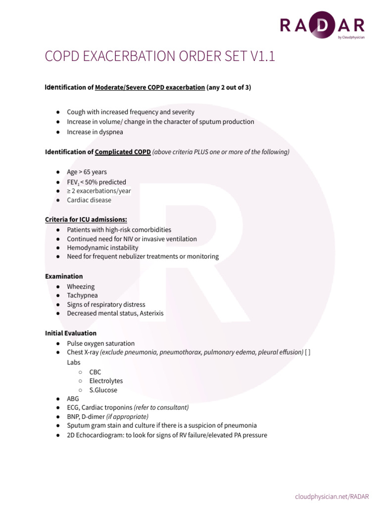 COPD Exacerbation Protocol | PDF | Chronic Obstructive Pulmonary ...