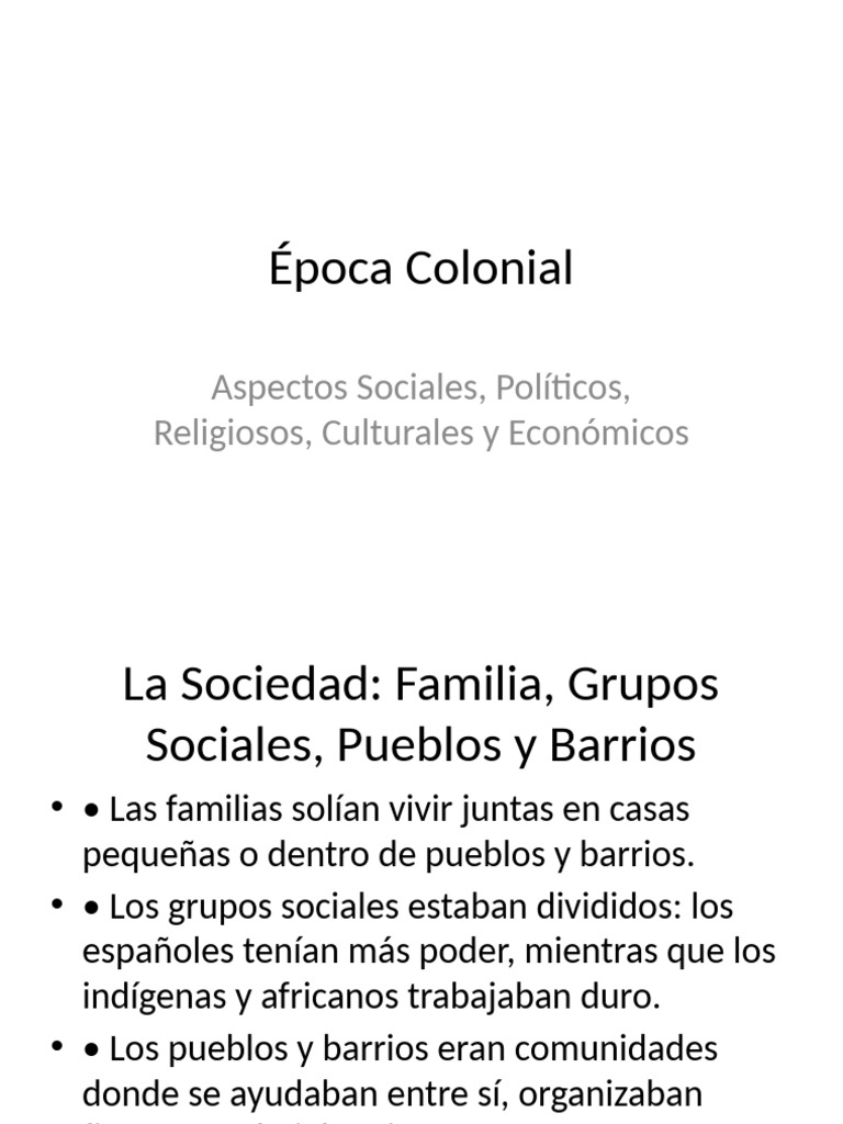 Aspectos Clave de la Época Colonial | PDF