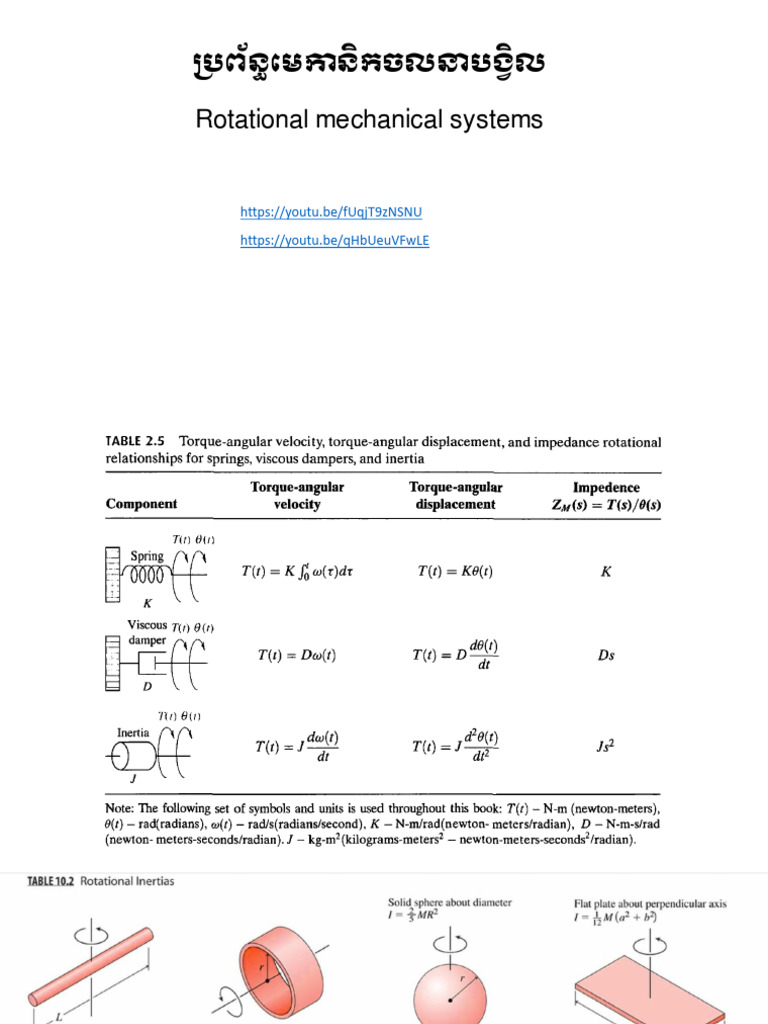 មេរៀនទី 3៖ Rotational mechanical system | PDF