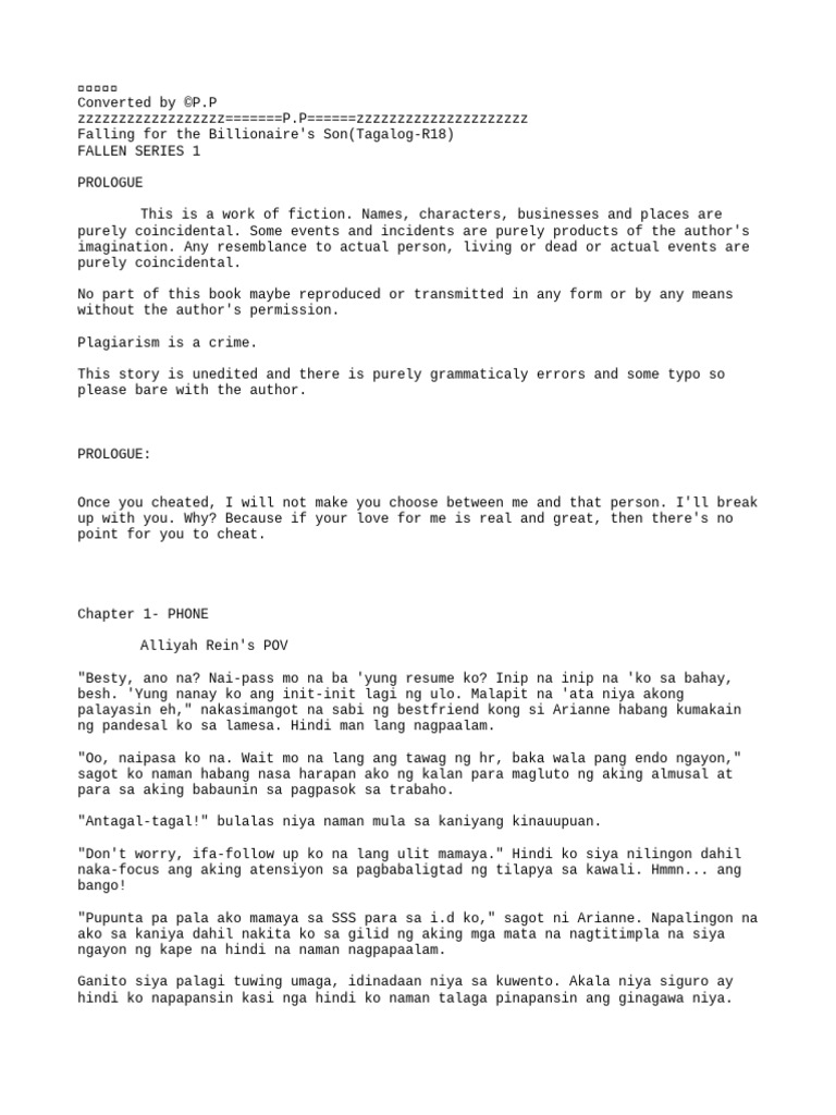 Fallen Series #1 Falling For The Billionaire's Son | PDF