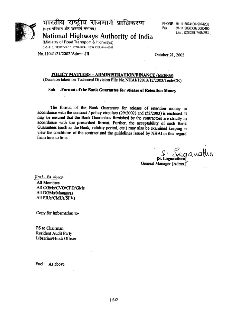 3.1.7 Format of The Bank Guarantee For Release of Retention Money | PDF