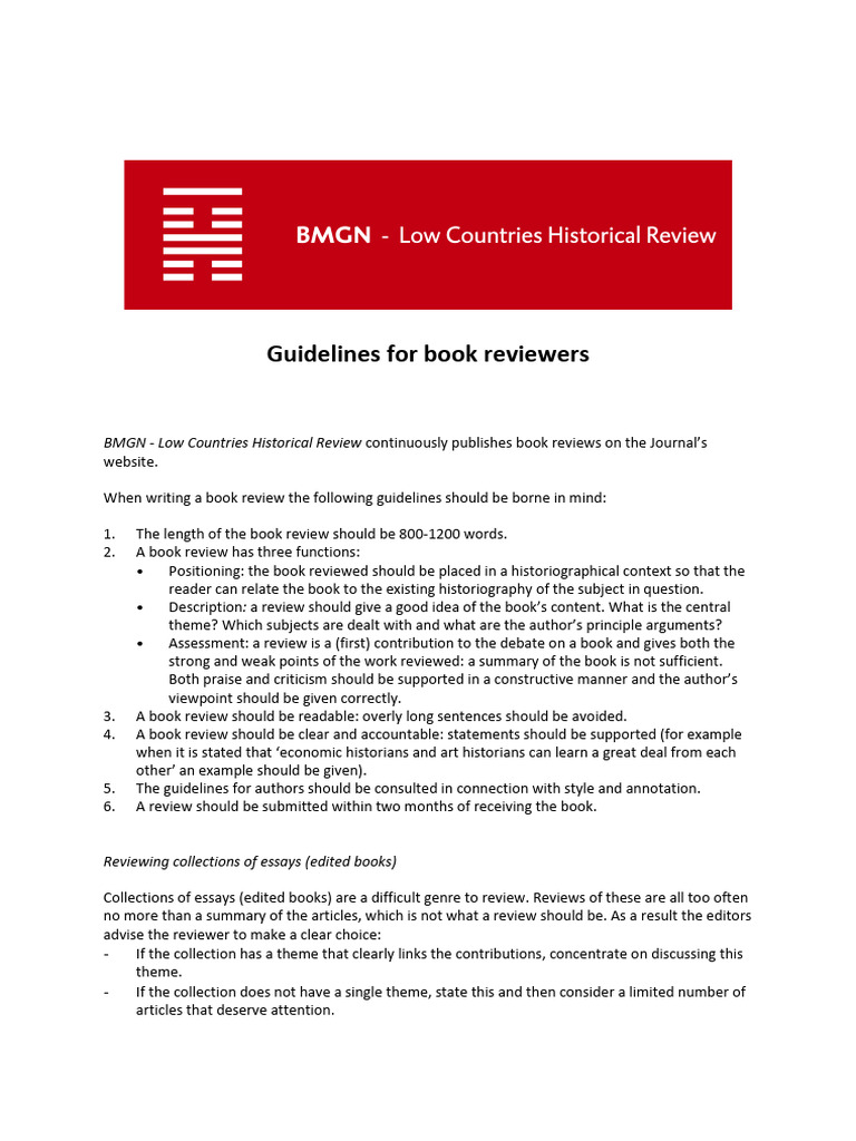 BMGN LCHR - Book Reviewers Guidelines UK OTH | PDF