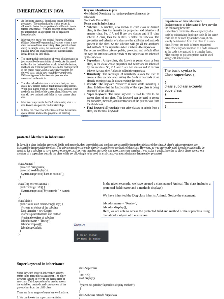 Unit1inheritance In Java Pdf Inheritance Object Oriented Programming Class Computer 3672