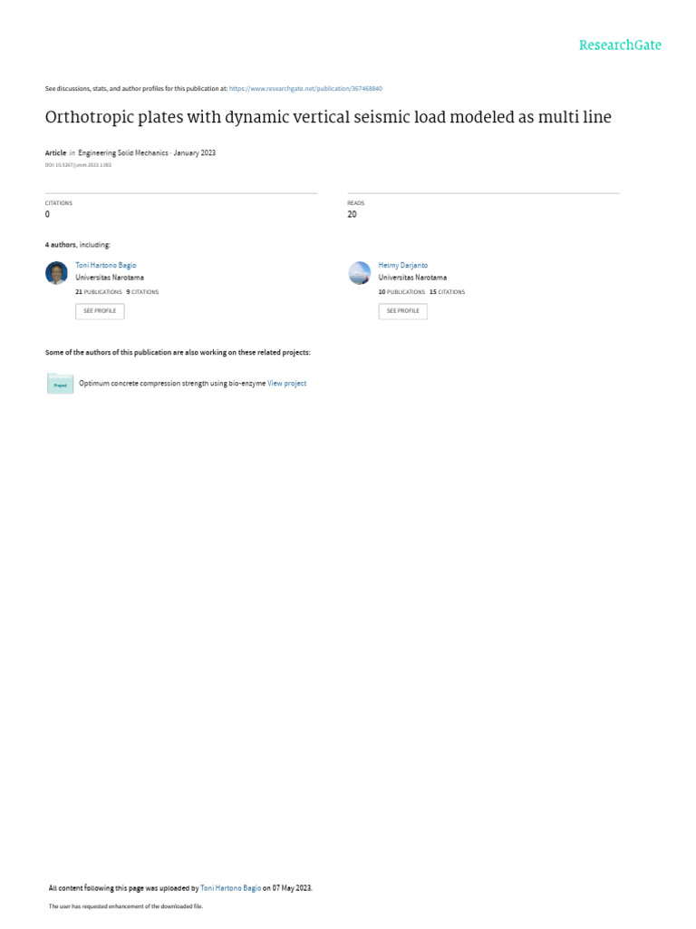 __9_Orthotropic Plate with vertical dynamic load | PDF | Bending | Mechanical Engineering