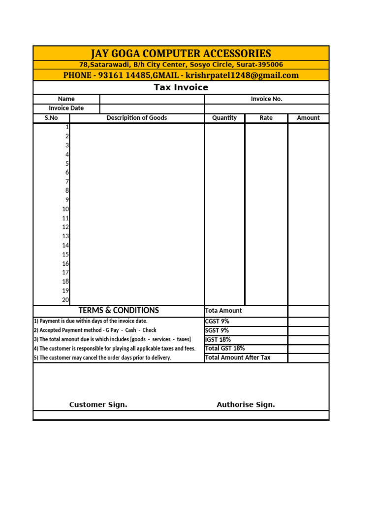 Computer Accessories Tax Invoice | PDF