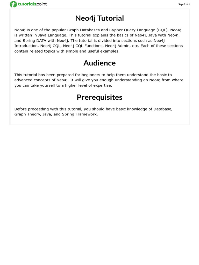 Neo4j Tutorial - Part 1 | PDF