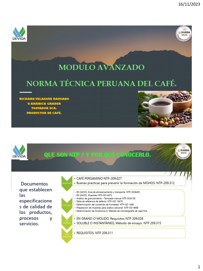 Introduccion A Las Norma Tecnica Peruana Del Café | PDF | café | Ácido