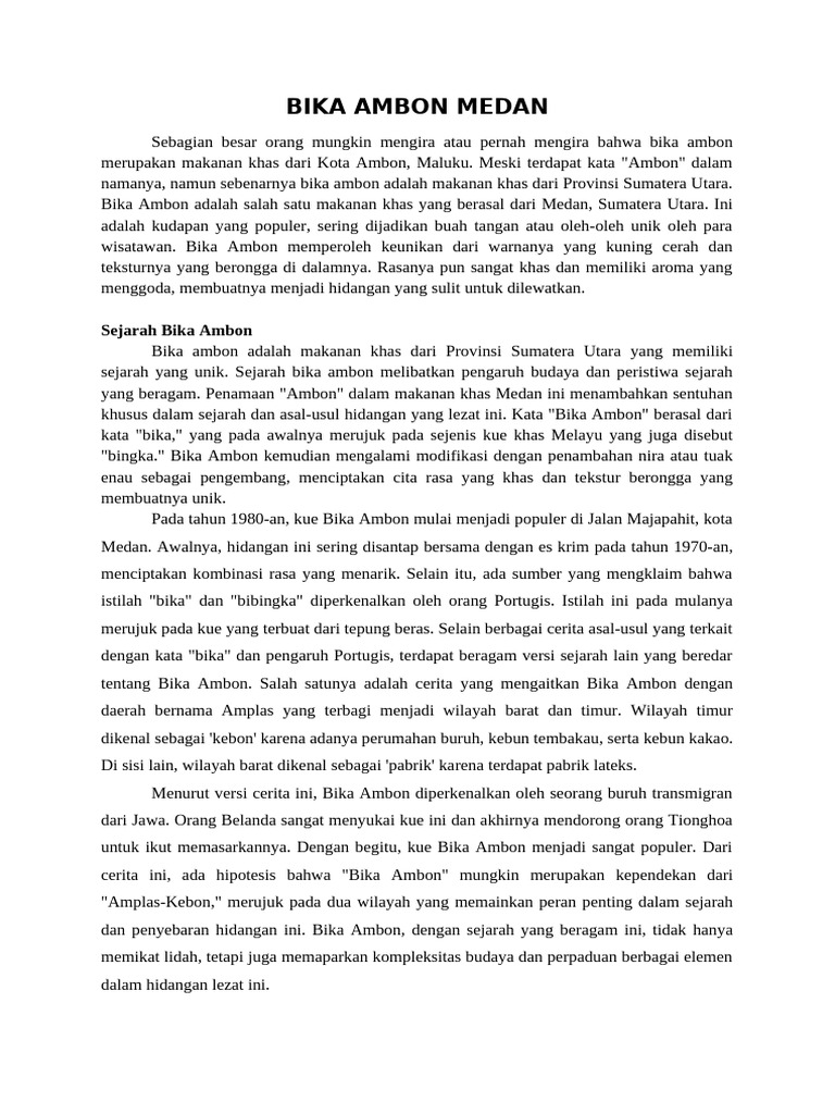 Bika Ambon Medan | PDF