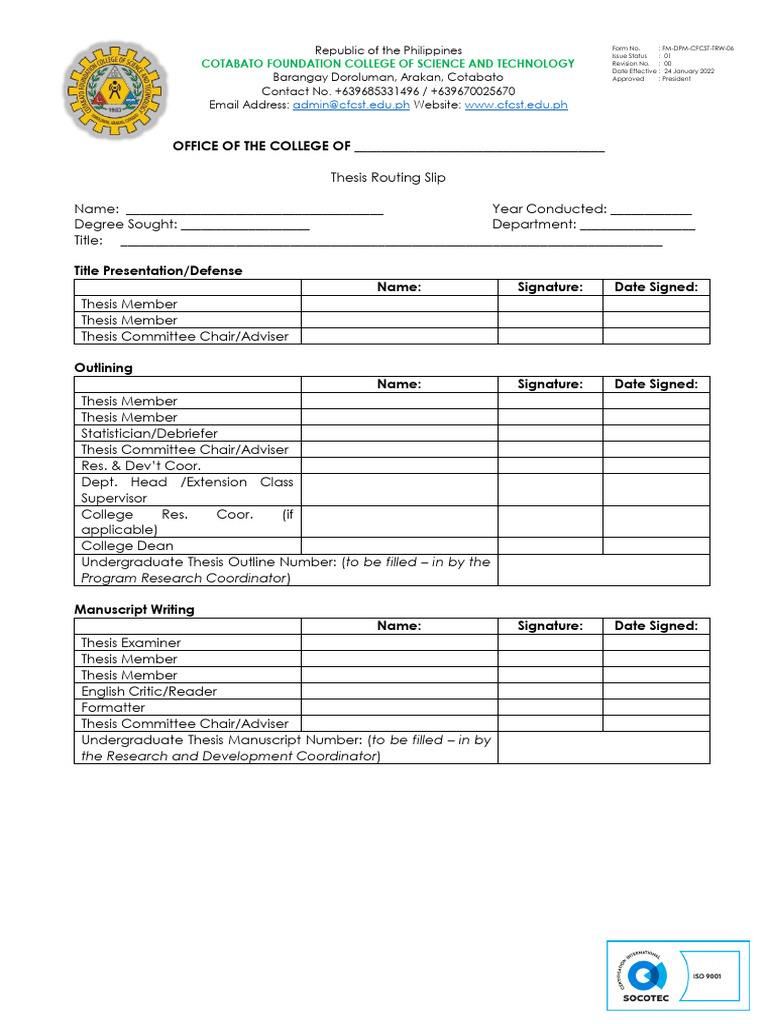 Routing Slip TRW 06 | PDF