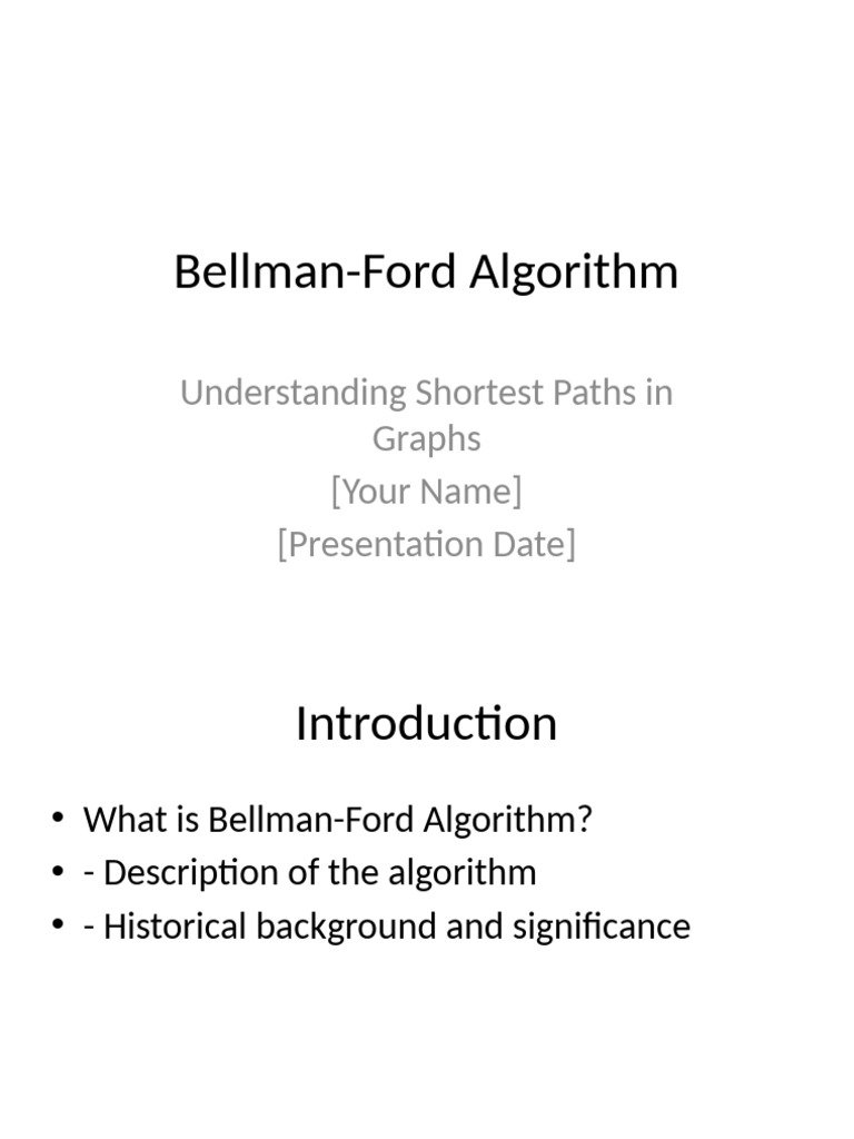 Bellman-Ford Algorithm Presentation | PDF | Computational Complexity Theory | Computer Science