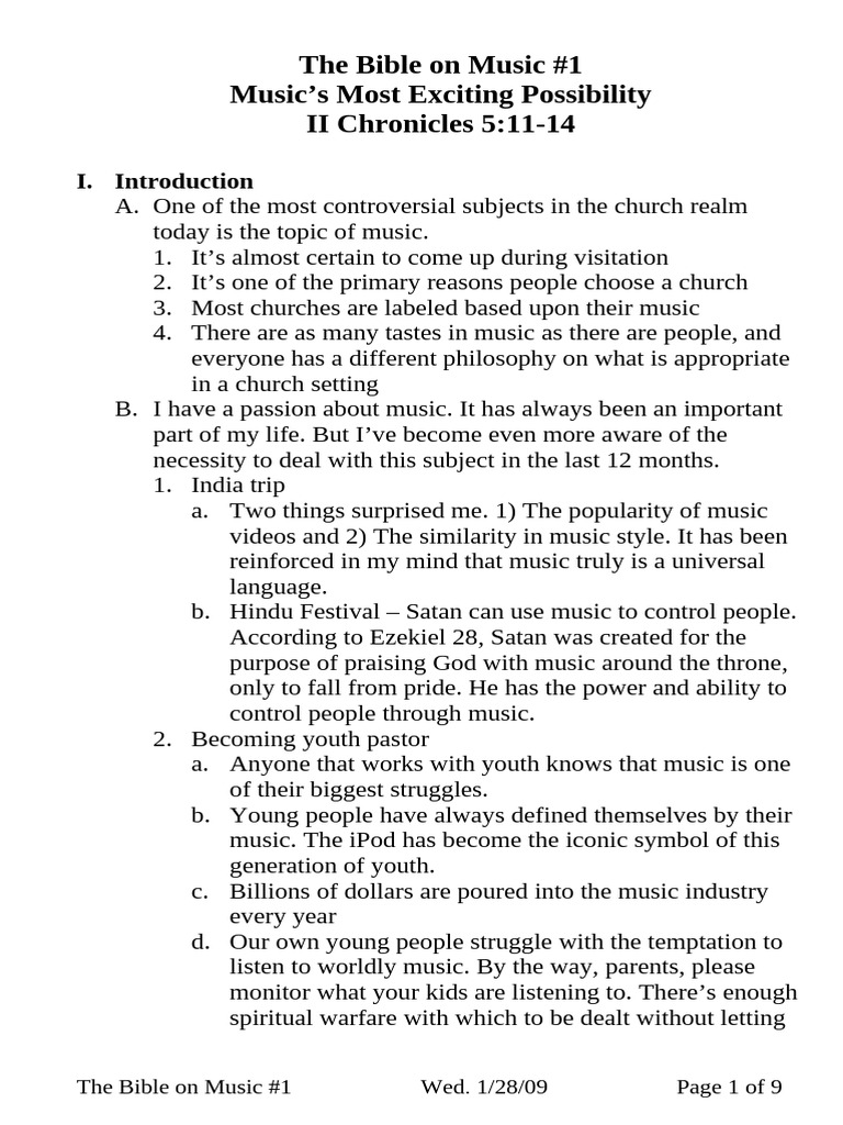 The Bible On Music #1 (II Chronicles) | PDF | God | Bible