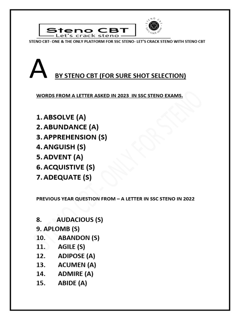 Vocab - A Letter Revision PDF | PDF