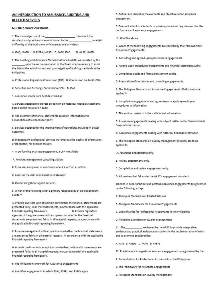 MCQ | PDF | Audit | Internal Control
