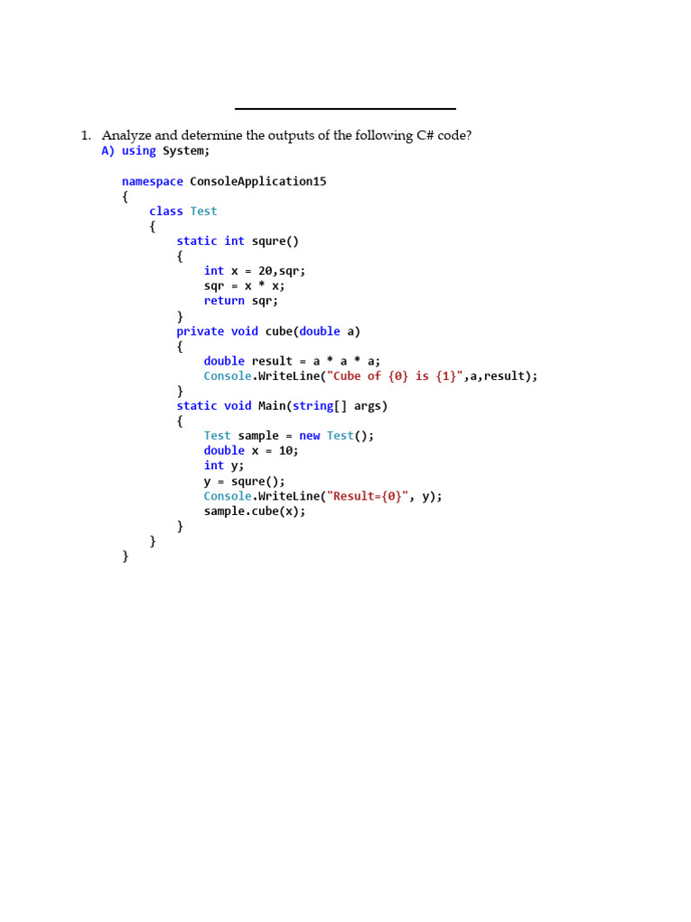 Method Worksheet 1 Pdf Parameter Computer Programming Computer Science
